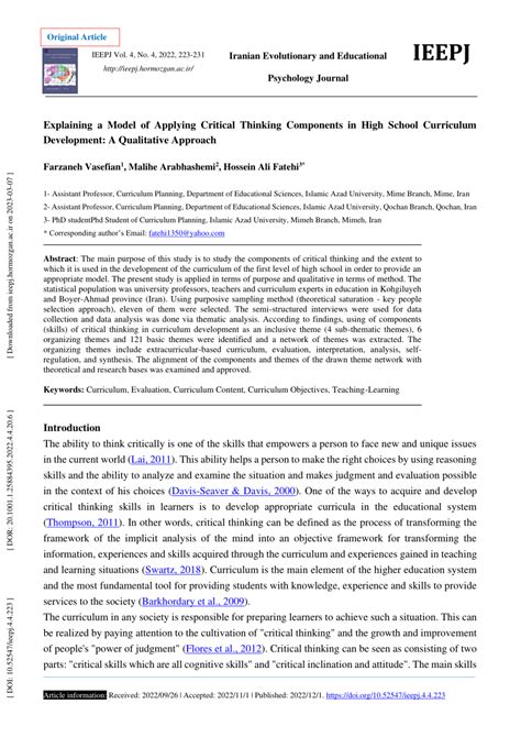 Image result for Critical Thinking Curriculum Model