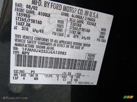 Image result for 2001 Ford Excursion Color Code