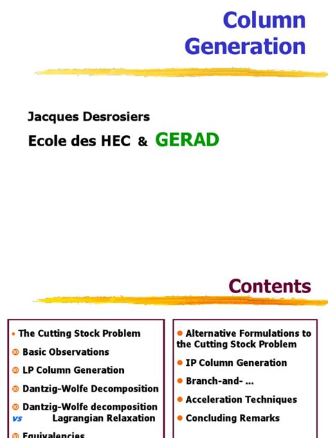 Image result for Column Generation Example