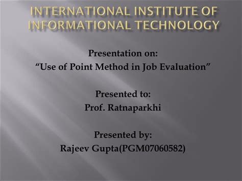 Image result for Point Method Job Evaluation Sample