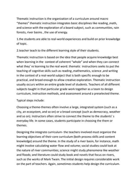 Image result for Thematic Approach Example