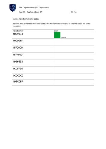 Image result for HTML and CSS Basics Work Sheet