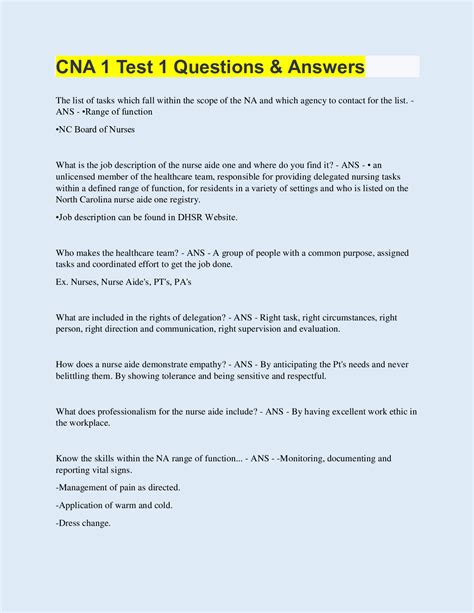 Image result for CNA Test Questions and Answers Explained