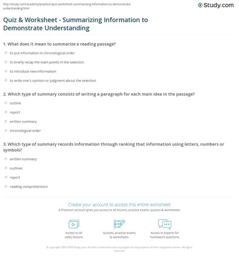 Image result for Summarizing Practice Worksheet