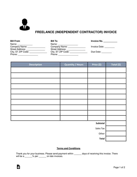Image result for Free Contractor Invoice Form Templates