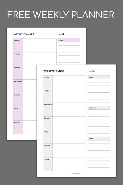 Image result for Basic Weekly Planner Printable
