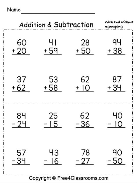 Image result for Two-Digit Addition and Subtraction Worksheet