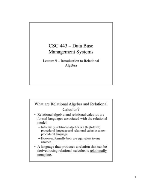 Image result for Relational Algebra Lecture