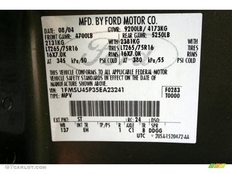 Image result for 2001 Ford Excursion Color Code