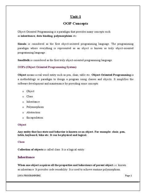 Image result for Object-Oriented Programming PDF Notes