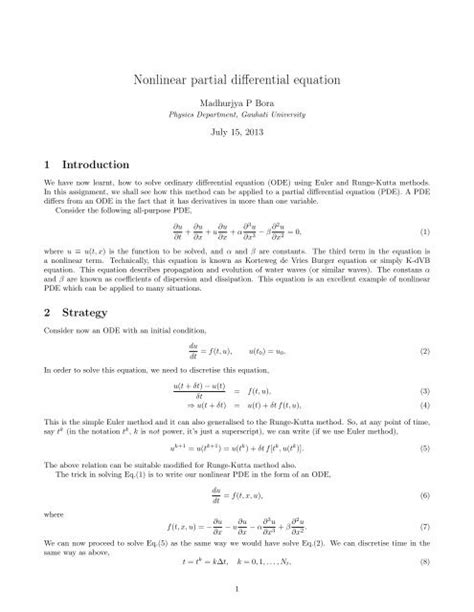Image result for Nonlinear partial differential equation Nonlinear PDE Solutions