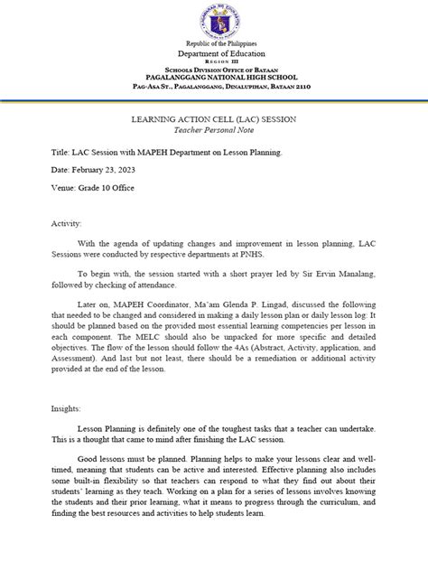 Image result for Example of Reflection Notes