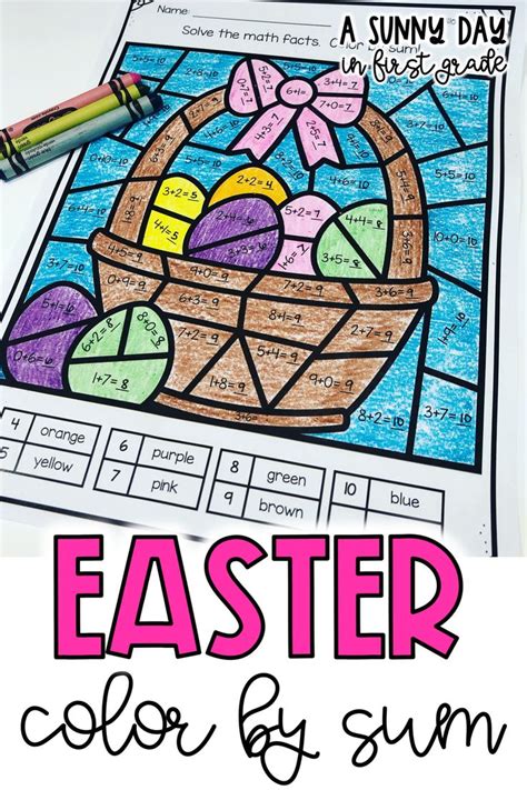 Image result for Easter Addition Color by Number