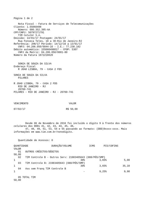 Image result for Recibo Conta Internet Tim