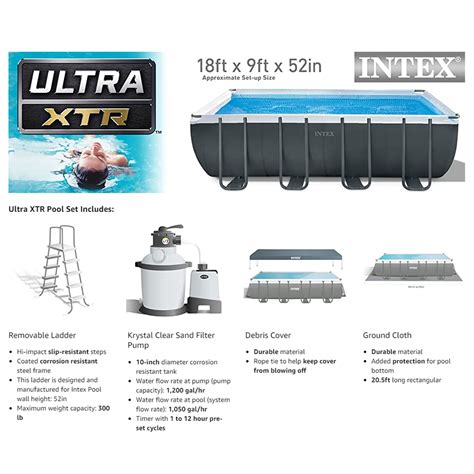 Image result for Intex 18Ft X 9Ft X 52-In Ultra XTR Rectangular Frame Pool Prep