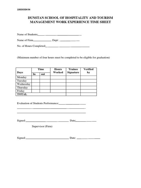 Image result for Work Experience Timetable Sample