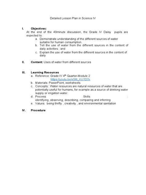 Image result for Lesson Plan Example Science 4th Class