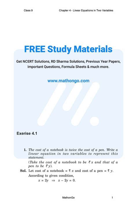 Image result for Math Class 9 Chapter 4 Exercise 4.1