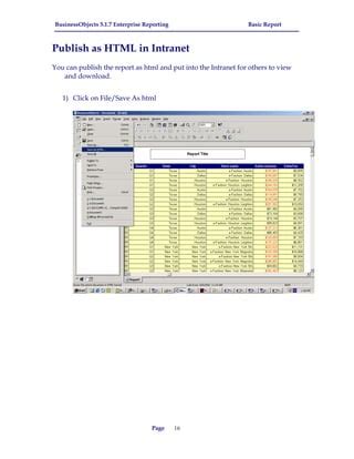 Image result for Business Objects Tutorials PDF