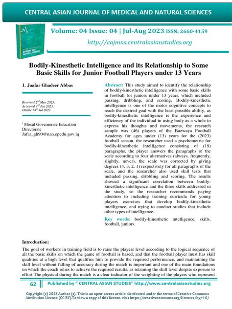 Bodily-Kinesthetic Intelligence and Its Relationship To Some Basic ...