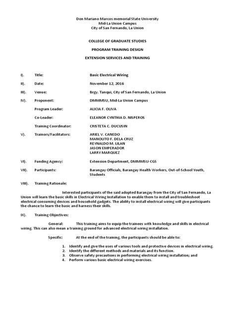 Image result for Training Module Sample Electrical