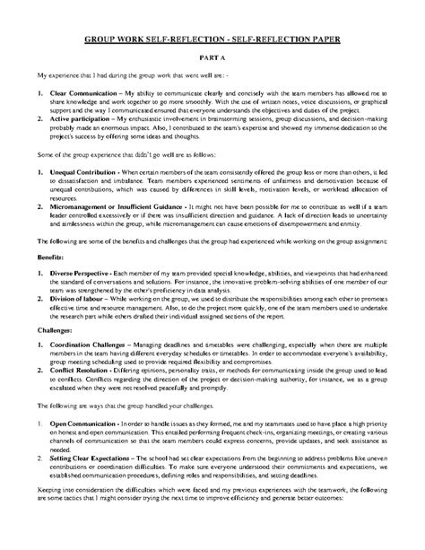 Image result for Work Reflection Sample