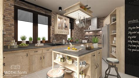 kitchen interior design ~ rustic style on Behance