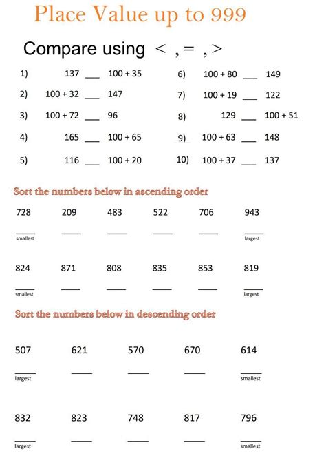 Image result for Place Value Comparing Numbers Worksheet