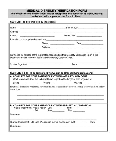Image result for Disability Forms Sample