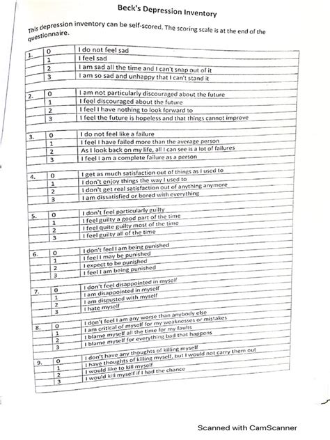 Beck's Depression Inventory | PDF