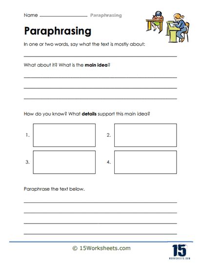 Image result for Paraphrasing Worksheet