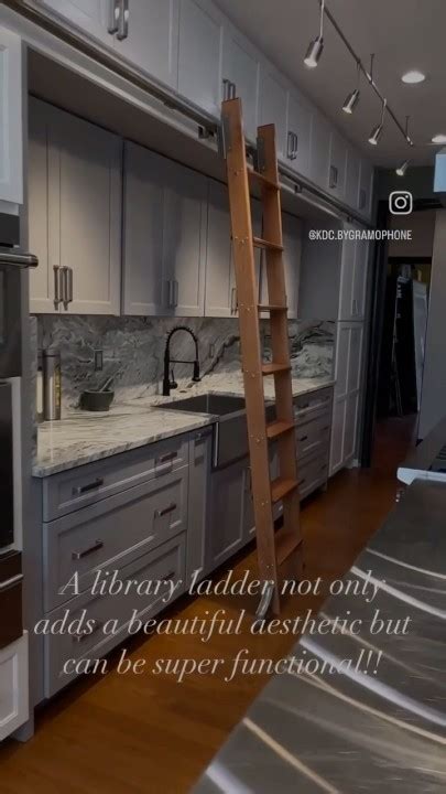 Image result for Kitchen Cabinets with Library Ladder