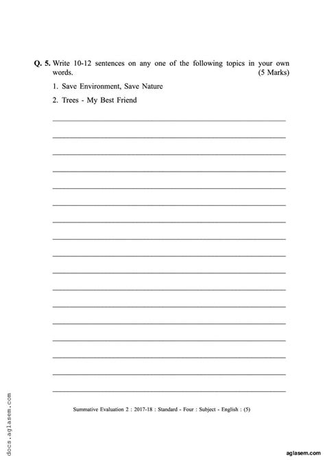 Image result for Class 4th English Sample Paper