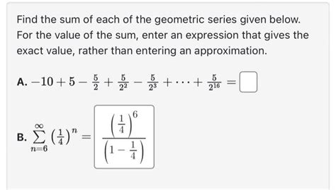 Image result for Geometric Series Sum Examples Answers
