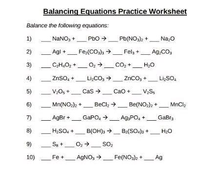 Image result for Balance Equations Worksheet