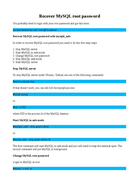 Image result for MySQL Recover Root Password