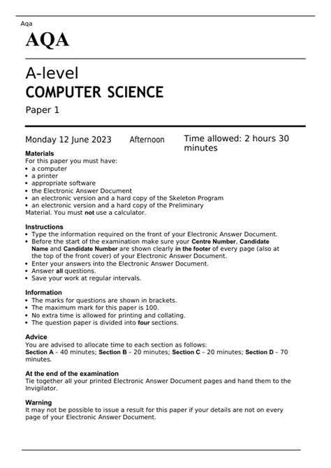 Image result for Computer Science a Level Paper 1