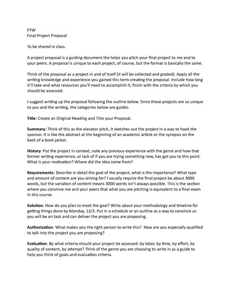 Image result for Final Composition Project Proposal Example