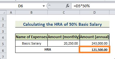 Image result for HRA Calculation Formula