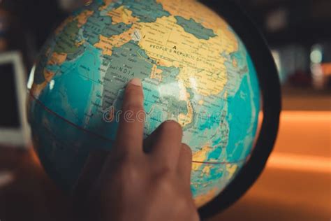 Globe World Map and Computer on Desktop, Around the World Travel Stock ...