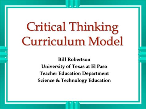 Image result for Critical Thinking Curriculum Model