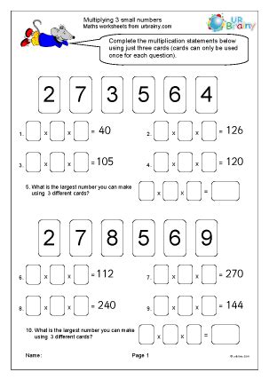 Image result for Multiplying 3 Numbers Worksheet