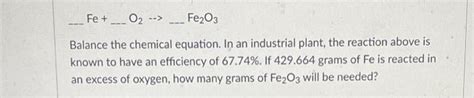 Image result for Fe O2 Fe2O3 Balanced Equation