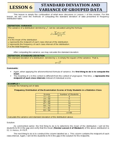 Standard Deviation Grouped Data | PDF | Variance | Standard Deviation
