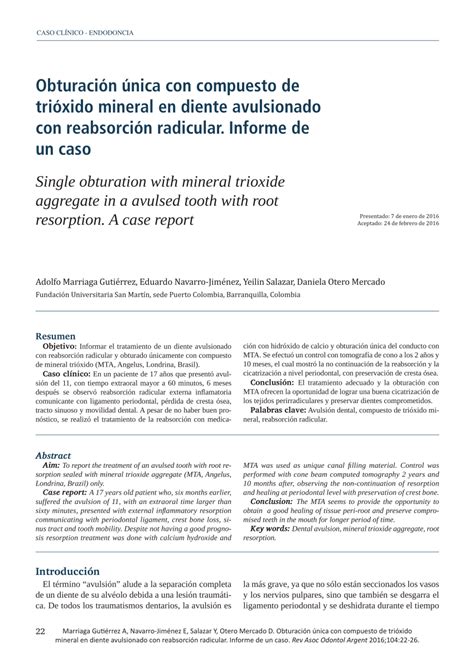 (PDF) Single obturation with mineral trioxide aggregate in a avulsed ...