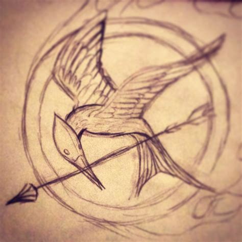 Mockingjay Pin Drawing at PaintingValley.com | Explore collection of ...