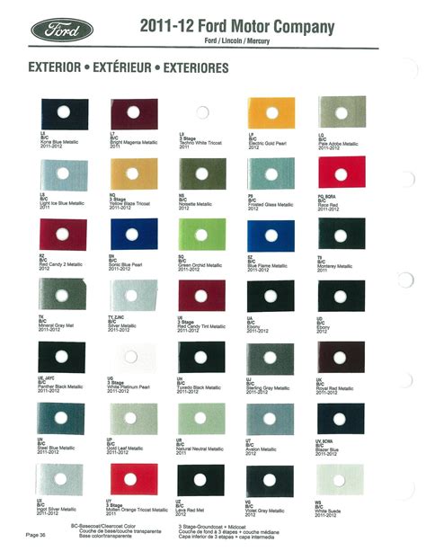 Image result for Ford Paint Color Chart