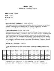 Image result for Final Lab Report Example Enthalpy
