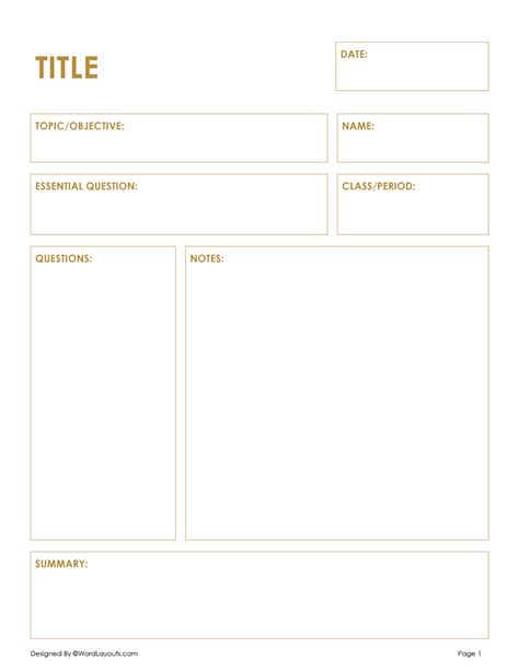 Image result for Structured Notes Template