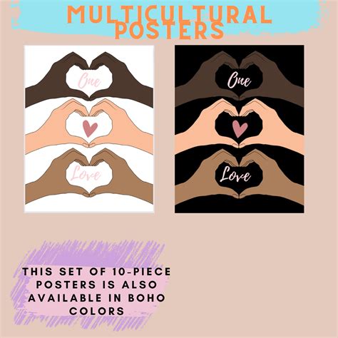 10 Multicultural Classroom Posters Colorful. Multilingual, Diversity ...